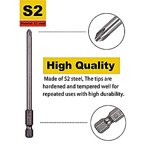 Rocaris 16 Pack 1/4 Inch Hex Shank Long Magnetic Screwdriver Bits Set 4 in Power Tools(Slotted+Cross+Hex+Plum blossom)