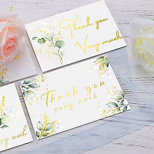 Qilery 120 Set Thank You Cards with Envelopes and Stickers for Wedding 5 x 3.5 Inch Sage Green Gold Foil Blank Thank You Notes Greeting Cards for Bridal Shower, Birthday, Graduation