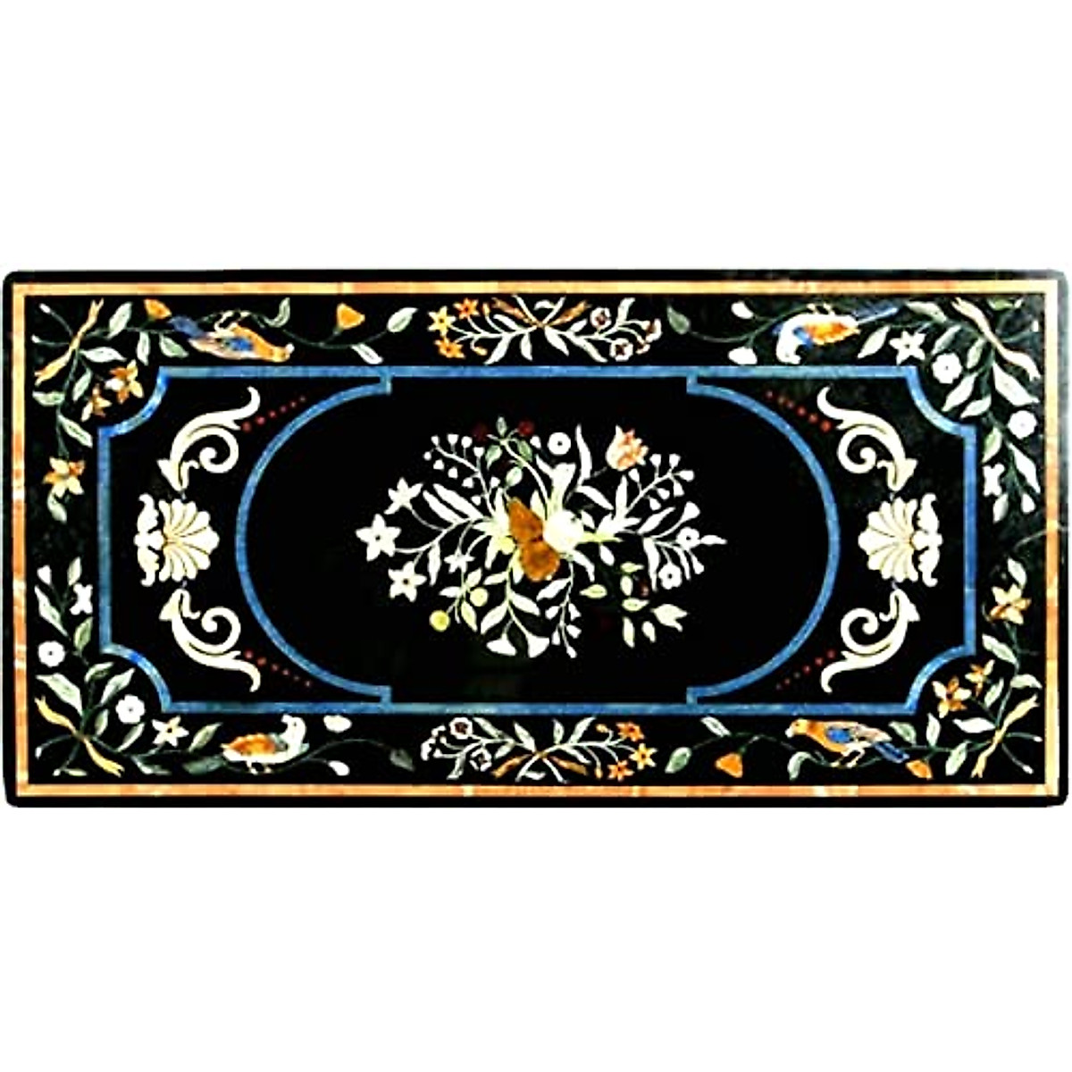 48 x 24 Inch Marble Dining Table, Eating Table, Breakfast Table, Dinner Table, Marble Patio Table, Rectangle Table, Garden Decor Table