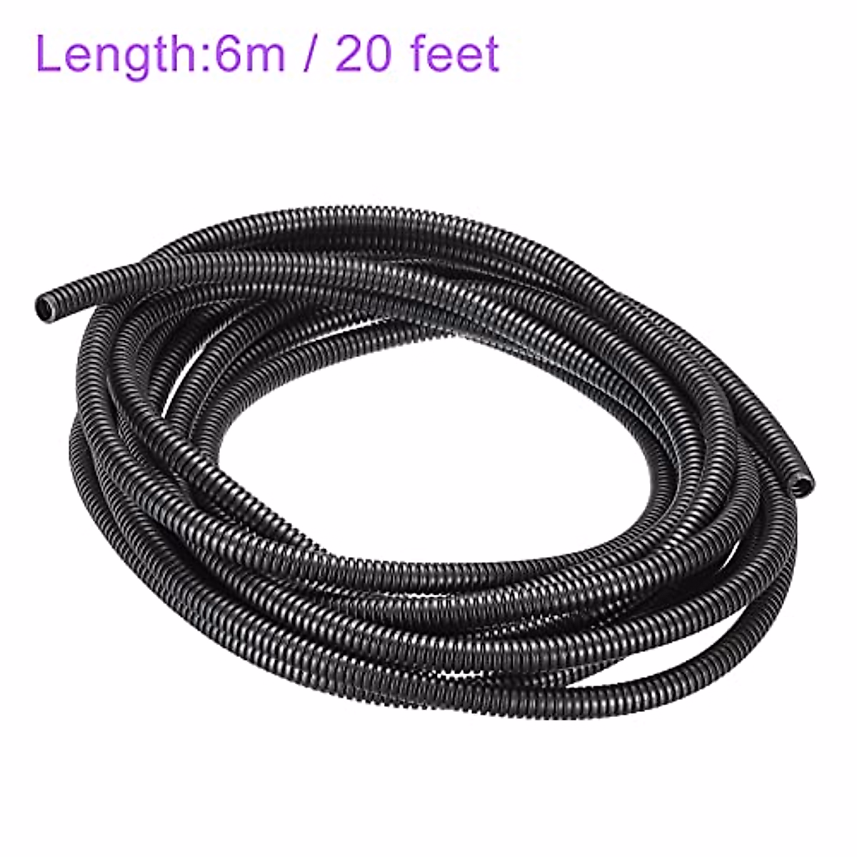 DMiotech 10mmx8mmx6m Plastic Non-Split Corrugated Tubing Indoor Outdoor Cord Management for Wrap Tidy Office Garden