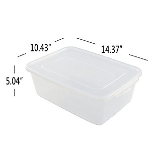 Idomy 4-Pack Clear Plastic Storage Latch Box with Lids, 14 L