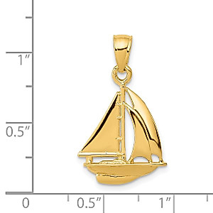 IceCarats 14K Yellow Gold Sailboat Necklace Charm Pendant 27mm x 16mm Only
