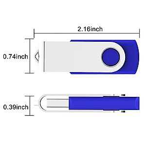 20 Pack 2GB Flash Drive Bulk USB Memory Stick Thumb Drive Bulk Swivel Design Blue