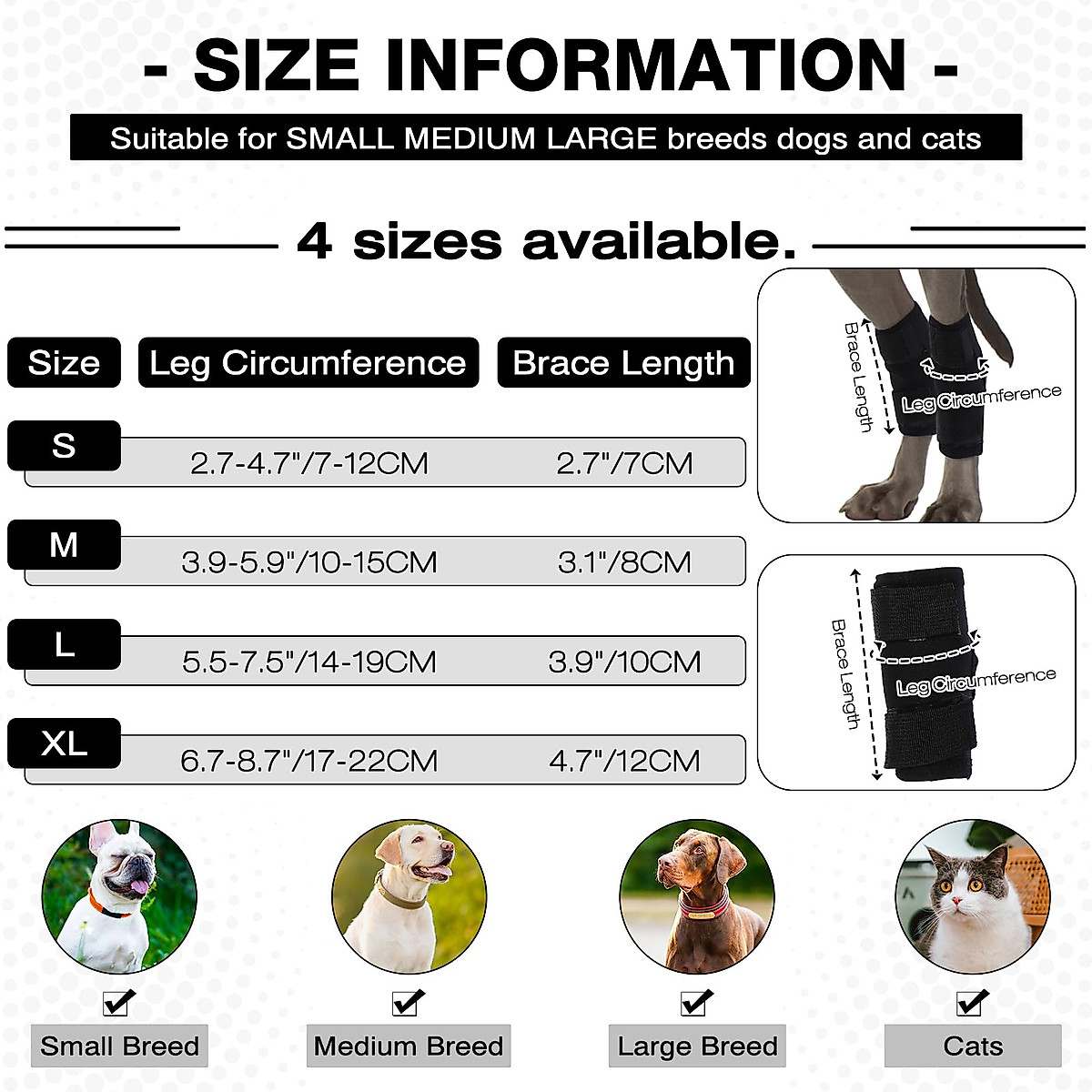 ROZKITCH Dog Leg Protector for Rear Hock Joint or Front Leg Brace, 1 Pair of Dog Leg Compression Wrap Sleeve for Anti Licking Carpal Support Ankle Support Protect Injury Sprain Torn ACL CCL Black L