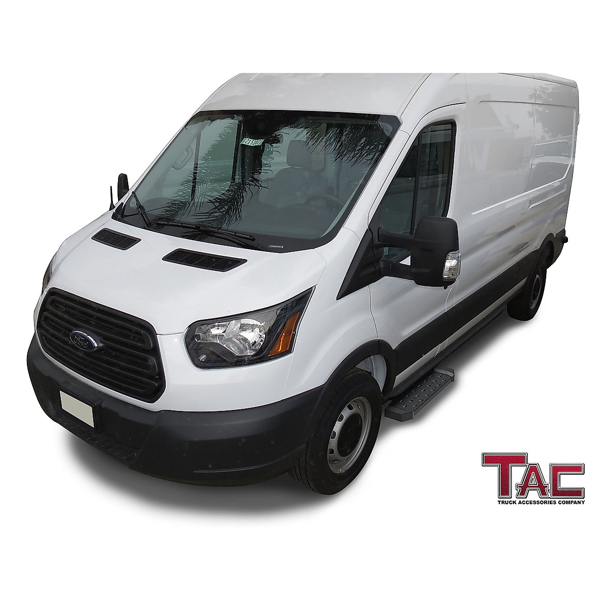 TAC 6.5” Running Boards Fit 2015-2023 Ford Transit Van (Exclude 2022-2023 E-Transit) 148" Wheel Base Full Size Utility Black Rattler Steel Side Steps Nerf Bars Step Rails Off Road Accessories 2 Pcs