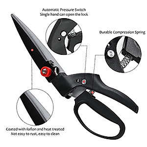GARTOL Grass Shears with180 Degrees Rotating Cutter Head, Lightweight Loop-handle Garden Grass Clippers Scissors, 5 Inch SK-5 Steel Blade, Ideal for Edging and Trimming Decorative Grasses