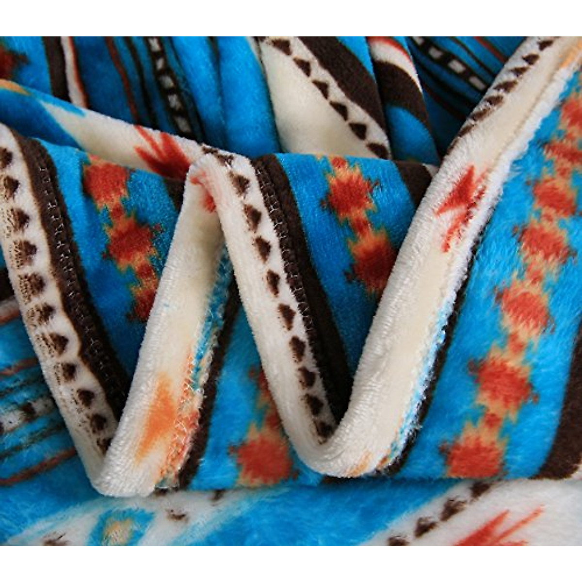 All American Collection Super Soft Ultra Comfort Plush Microfiber Solid Throw Blanket for Couch Home Bedroom Living Room (King, Beverly Blue Southwest)