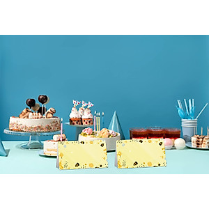 Table Place Card for Baby Shower, 25 Pcs Tent Cards Set, Editable Name Cards for Table Seating, Honey Bee Birthday Party Food Lables, Bumble Bee Baby Shower Decorations(14)