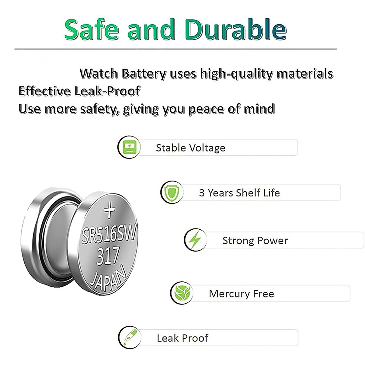 KaPonsec SR516SW 317 1.5V Silver Oxide Watch Battery 10 Count