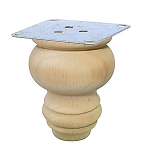 Jaswass 3 Inch Wooden Furniture Legs Sofa Replacement Legs Unfinished Bun feet for Armchair Cabinet Chair Dresser Home DIY Projects 4 Pcs