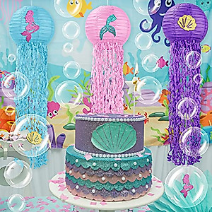 6 Pcs Jelly Fish Paper Lanterns 24 Pcs 10'' 18'' 20'' 24'' Bubble Clear Bobo Balloons Mermaid Party Decorations Under The Sea Ocean Birthday Party Decoration Pink Purple Blue Baby Shower Decorations