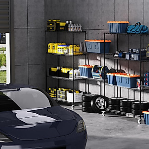 6 Tier 6000lbs Capacity NSF Metal Shelf Wire Shelving Unit, Heavy Duty Adjustable Storage Rack with Wheels & Shelf Liners for Commercial Grade Utility Steel Storage Rack, Black - 87.5"H x 60"L x 18"D