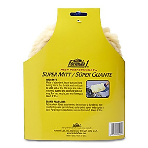 Formula 1 Super Car Wash Mitt – Synthetic Lambs Wool Wash Mitt Auto Detailing Supplies – Large Car Duster for Wet & Dry Applications – Super Absorbent Exterior Care Products