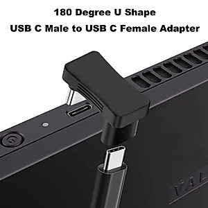 AreMe 180 Degree Angle USB C Adapter 2 Pack, 180° U Shape Male to Female 10Gbps PD 100W Adapter Compatible with Steam Deck, Switch, Laptop, Tablet, Phone and More Type C Devices