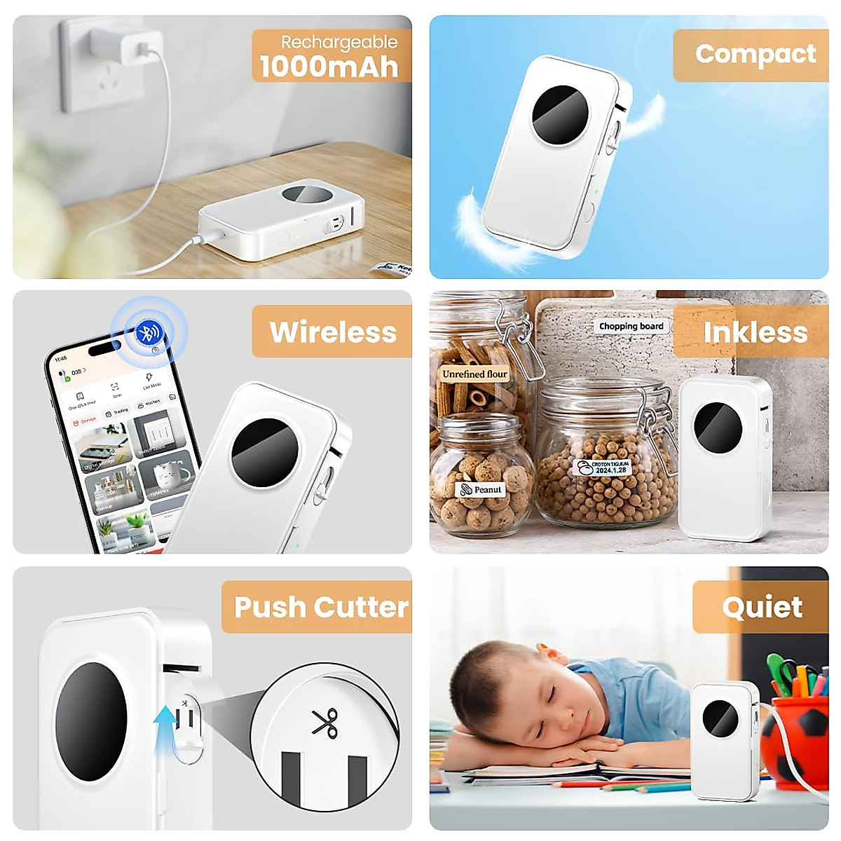 Phomemo Label Maker Machine with Tape, D35 Wireless Bluetooth Labels Maker Portable Mini Label Printer, Easy to Use with Smartphone Small Sticker Labeler Multiple Templates for Home Office organizing