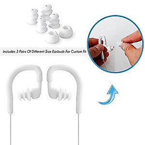 PyleHome Wired Waterproof Ear Headphones - IP7 Marine Grade Flexible and Comfortable Wearable Earphones for Sport like Swimming Running Gym Workout w/ 3 Earbud MP3 and ipod Compatible PWPE10W