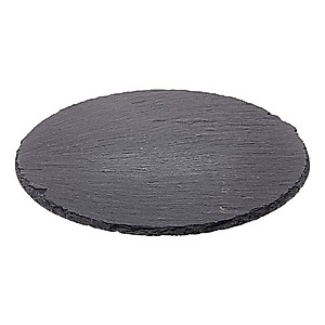 Cilio Slate Round Cheese Board, Natural Stone Tray for Serving Cheese, Charcuterie, Sushi, Appetizers, and More, Black, 11" diameter