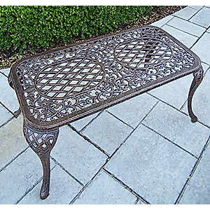 Oakland Living Mississippi Cast Aluminum Cocktail Table, 35-Inch by 18-Inch, Antique Bronze