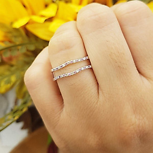 Dazzlingrock Collection Round Alternate Pink Sapphire & White Diamond Wedding Enhancer Guard Ring for Women in 14K White Gold, Size 9