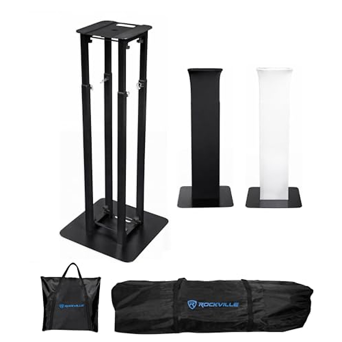 Rockville Adjustable Totem Moving Head Light Stand+Scrim+Bag, 8 ft. Black (RTP82B)
