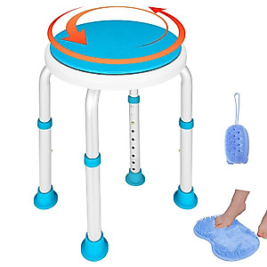 Gillion Shower Chair for Inside Shower, 360 Degree Swivel Shower Seat, Adjustable Height Shower Stool, Non-Slip Shower Bench Bathtub Seat Stool for Elderly Disabled Adults Handicap 350 lbs Capacity