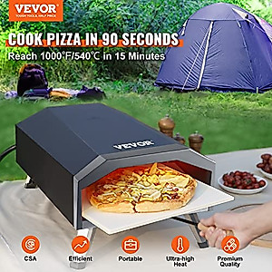 VEVOR Outdoor Gas Pizza Oven with Rotatable Pizza Stone, 13 inch Propane Pizza oven, 3 Layers Thick Portable Stove for Outside Backyard Camping Picnic, Carry Bag, Foldable Leg, CSA Certified