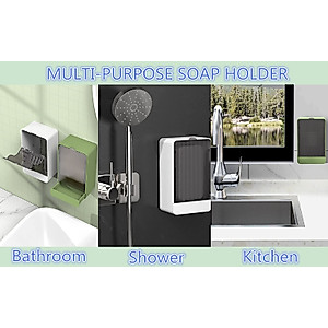 HANCELANT Bathroom Soap Dishes, 2 Pack Bar Soap Holder with Drain Wall Mounted Soap Box for Shower, Bathroom, Kitchen Sink, Keep Soap Bars Dry, Waterproof Dustproof, No Drilling, Adhesive Include