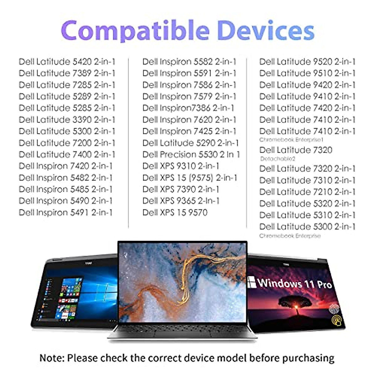 Stylus Pen for Dell 7420/5591/5490 2-in-1, for Dell 2-in-1 Latitude 9520/9510/7420/7410, XPS 9310/7390, Precision 5530 (Check The Compatible List Before Purchase)