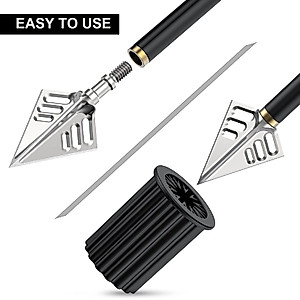 OTW Hunting Broadheads, 3 Fixed Blades 100 Grain Archery Broad Heads Archery Broadheads for Small Game Crossbows and Compound Bow Arrows(6 Pack-1)