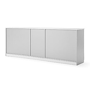 ZURI Furniture Reagan Modern Polished Office Storage and Filing Cabinet Credenza - White