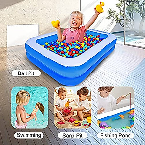 Full Size Inflatable Swimming Pool with Pump 120" x 72" x 20" AMOCANE Family Large Lounge Pool for Toddlers, Kids, Adults, Play Above Ground, Backyard, Garden, Summer for Age 3+