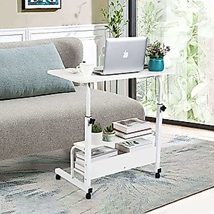 Fuwobriva Laptop Desk Removable and Adjustable Height Table for Table Lazy Sofa Table Office Desk Home Student Writing Desk Desk, Small Standing Desk with Storage TV Tray Table, Beige (desk01)
