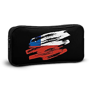 Vintage Chile Flag Teen Adult Pencil Case Large Capacity Pen Pencil Bag Durable Storage Pouch
