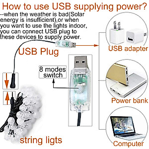 Solar String Lights Crystal Waterproof LED Fairy Lights for Garden Yard Home Party Wedding Decoration 50LED