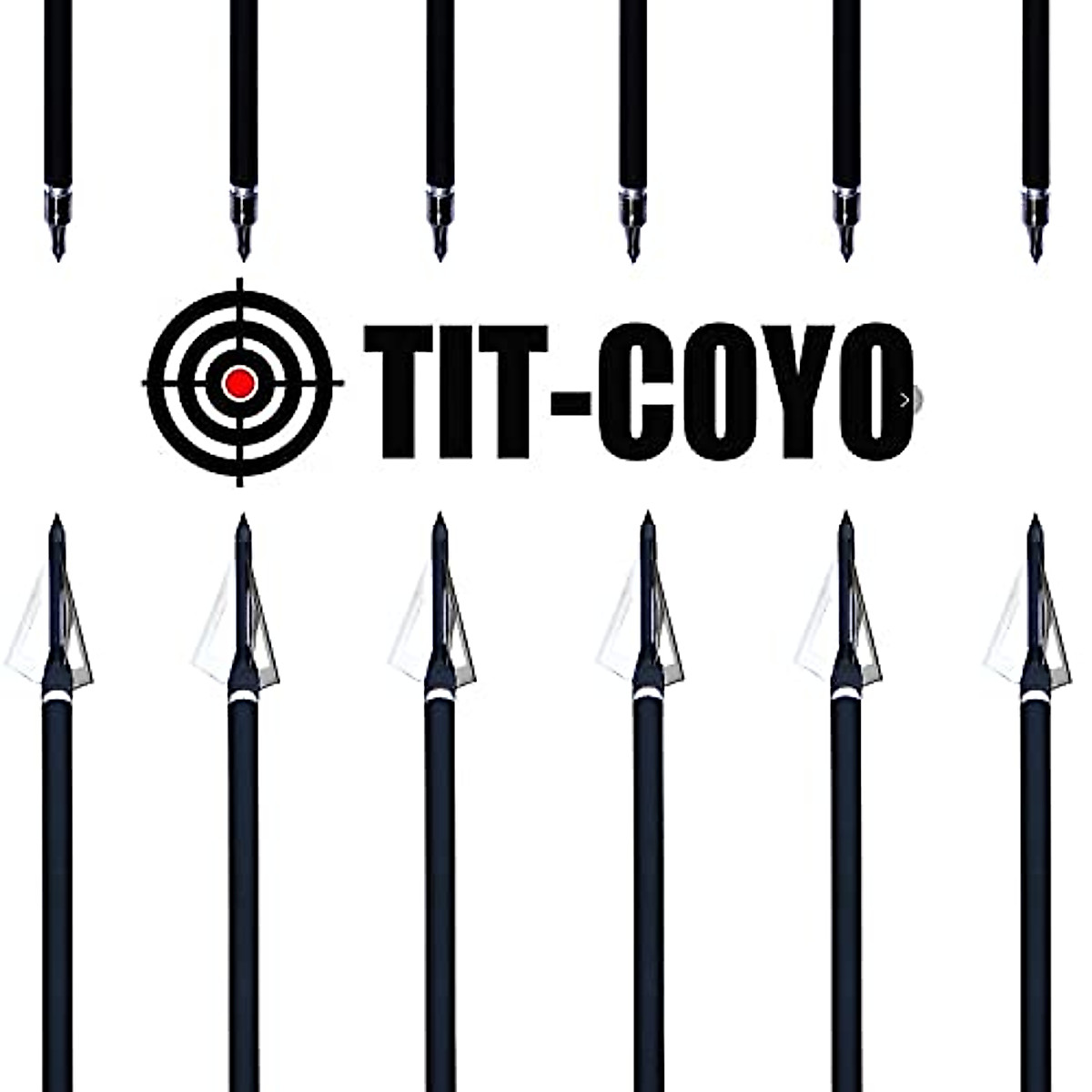 TIT-COYO 20 22 Inch Crossbow Bolts and Crossbow Broadheads Set Carbon Crossbow Arrows for Hunting and Outdoor Practice, 12pcs Orange Arrows 12pcs Broadheads(24 Pack)