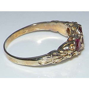 LetsBuyGold 10k Yellow Gold Natural Pink Tourmaline Womens Trilogy Ring - Size 5.75