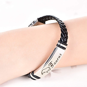 STARCHENIE Taurus Leather Bracelet 12 Constellation Braided Punk Wrist Rope Cuff Bracelet