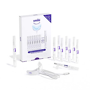 SmileDirectClub Teeth Whitening Kit with LED Light - 9 Pack Gel Pens - Professional Strength Hydrogen Peroxide - Pain Free and Enamel Safe - Up to 9 Shades Whiter in 1 Week