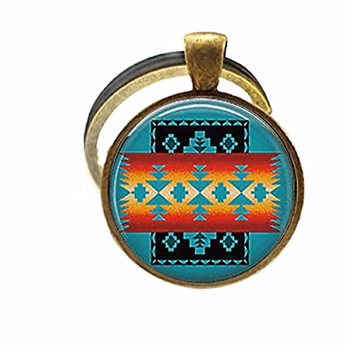 Glass Tile Keychain ,Native American Keychain,Southwestern Keychain，Unique Key Ring Customized Gift，Everyday Gift Key Chain