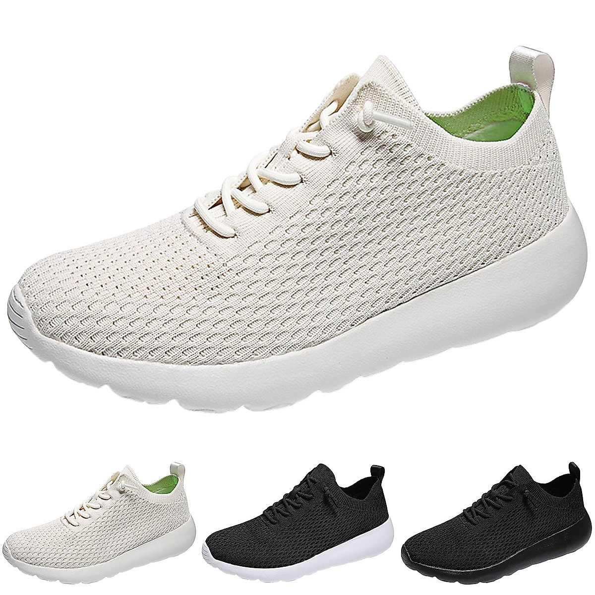 IWIHMIV Womens Lightweight Walking Shoes Casual Running Shoes for Women Breathable Comfortable Non Slip Tennis Shoes (Black, 8)