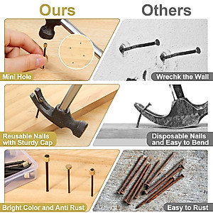 MAPVOLUT 90PCS Picture Hanging Nails, 3 Sizes Wall Decorative Nails for Hanging Pictures Frame Kit Hanging Hardware Tool Hangers for Claw Drywall Nails (Small Medium Large Nails)