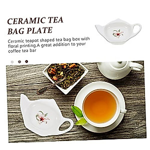 Baluue 2pcs Tea Bag Saucer Travel Jewlwery Holder White Serving Tray Cup Holder Tray Tea Bag Dish Tea Bag Holder Ketchup Saucer Delicate Tea Bag Tray Loose Tea Dish Teabag Storage Plates
