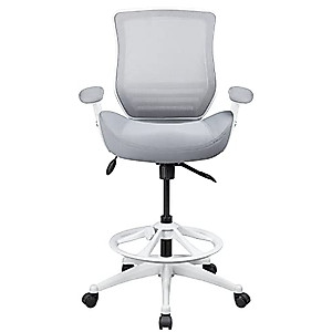 BOLISS Mid-Back Mesh Ergonomic Drafting Chair Tall Office Chair Task Chair with Adjustable Foot Ring and Height Adjustable Armrest (Grey)