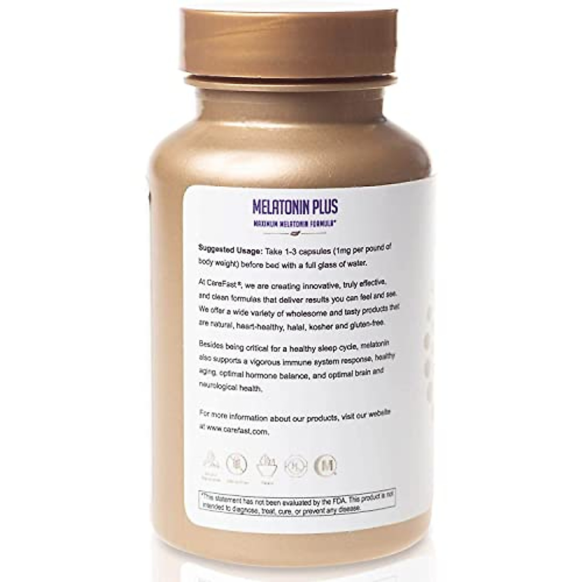 CAREFAST Melatonin Plus Extra Strength High Dose Sleep Supplement - 60mg Veggies Capsules - Fast Acting with Zinc & Magnesium for Maximum Quick Absorption for Adults