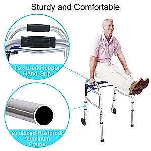 Compact Folding Walker for Seniors by Health Line Massage Products, Standard Walker with 5 inch Wheels and Trigger Release, Mobility Aids Walker Supports up to 350 lbs (Ski Glides Included)