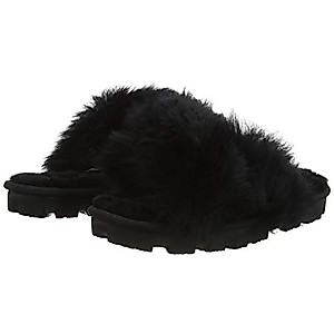 UGG Women's Fuzzalicious Slipper, Black, 5