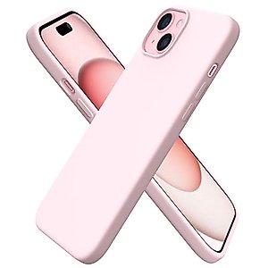 ORNARTO Compatible with iPhone 15 Plus Case 6.7", Slim Liquid Silicone 3 Layers Full Covered Soft Gel Rubber Cover Protective Phone Case with Anti-Scratch Microfiber Lining-Pink