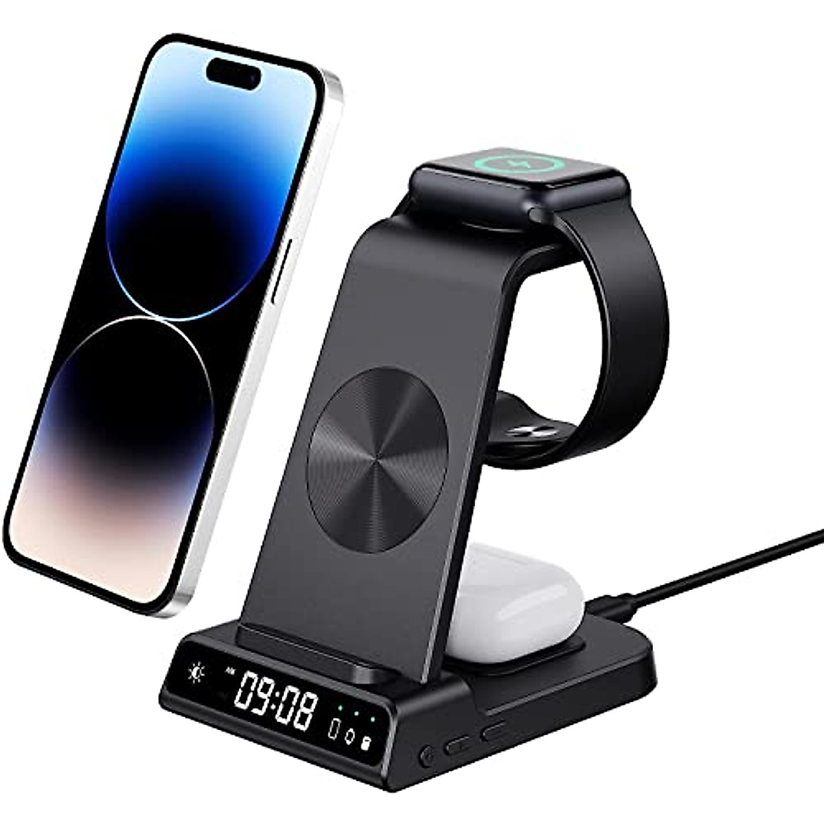 leChivée Wireless Charger for Apple Devices, 3 in 1 Wireless Charging Station Dock for iPhone 14 Pro Max/14 Pro/14/13/12/11/X, Apple Watch Charger for iWatch Series 8/7/SE/6/5/4/3/2, AirPods Pro/3/2
