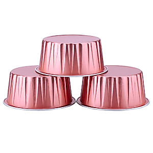 EUSOAR Foil Cupcake Liners, 50pcs 5oz 125ml Ramekins, Aluminum Foil Muffin Liners Cups with Lids, Cupcake Holder, Disposable Aluminum Foil Cupcake Baking Cups Holders Cases Boxes Pans with Lids