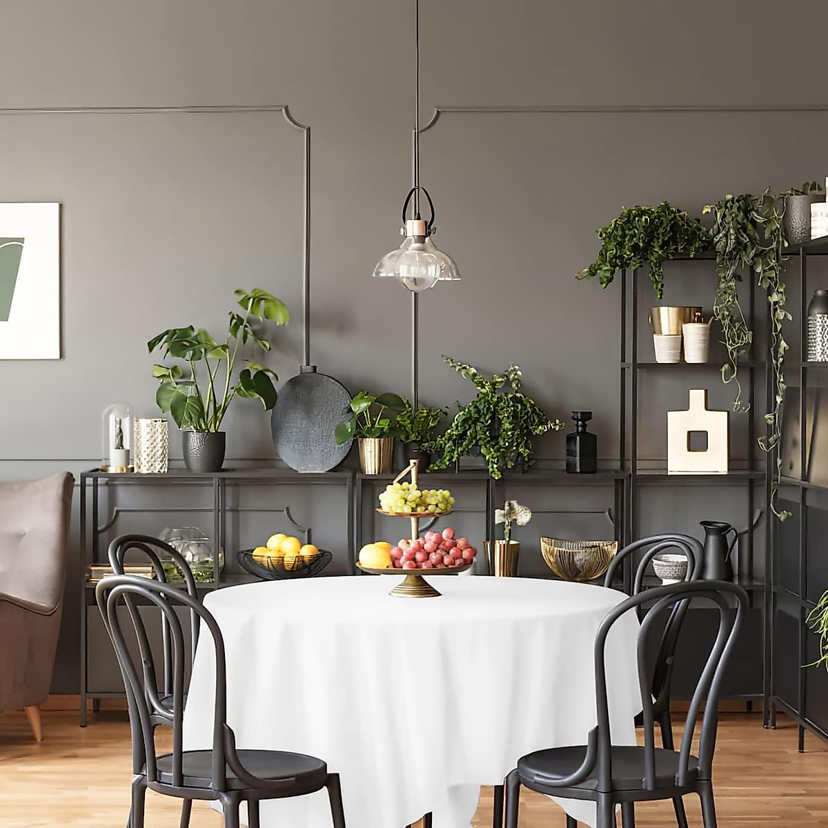 [2 Pack] 120" Round Premium Tablecloths for Wedding | Banquet | Restaurant | 200 GSM Washable Fabric Table Cloth | White